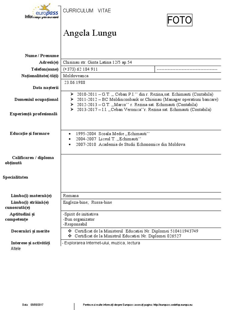 CV Europass Model | PDF