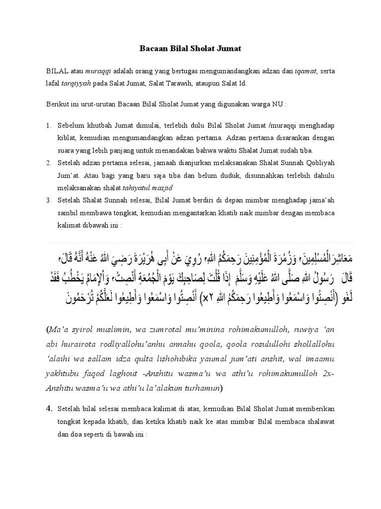 Panduan Bilal Sholat Jumat | PDF