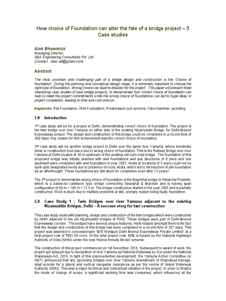 Bridge Foundation Choices: 3 Case Studies | PDF | Deep Foundation ...