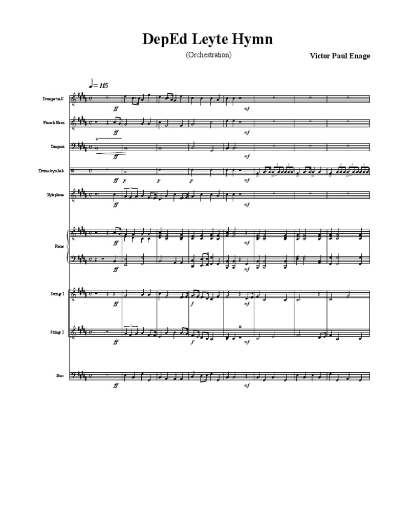 DepED Leyte Hymn 2021 - Orchestration | PDF