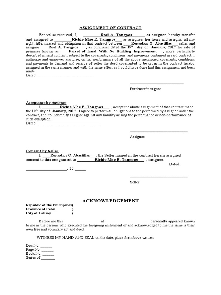 Assignment and Assumption Agreement | PDF | Assignment (Law) | Payments