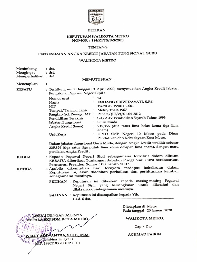 SK Jabatan Fungsional | PDF