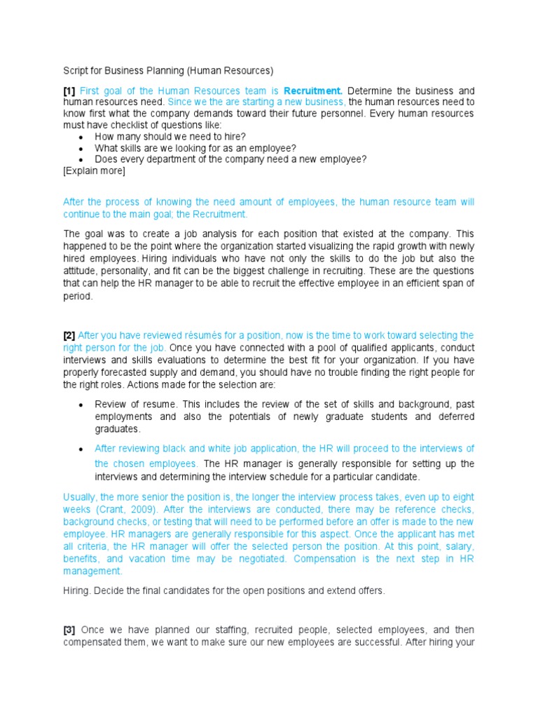 Script For Business Planning | PDF | Performance Appraisal | Human ...
