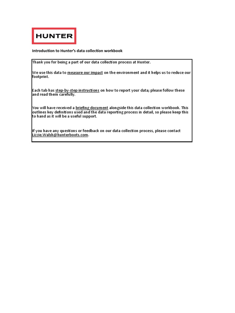 Hunter Data Collection Workbook Guide | PDF | Waste Management | Red