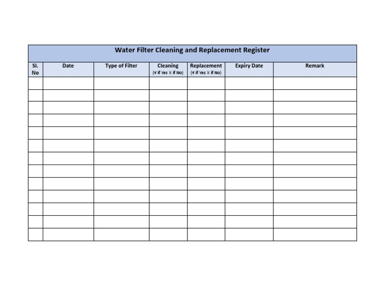 Water Filter Maintenance Log | PDF