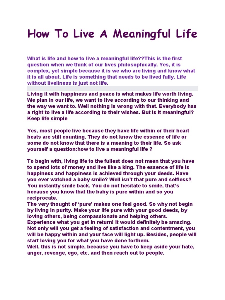 Living a Meaningful Life | PDF | Career & Growth | Self-Improvement