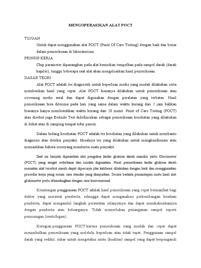Panduan Penggunaan Alat POCT | PDF