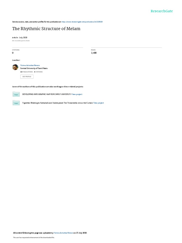 The Rhythmic Structure of Melam: July 2020 | PDF | Vedas | Musical ...