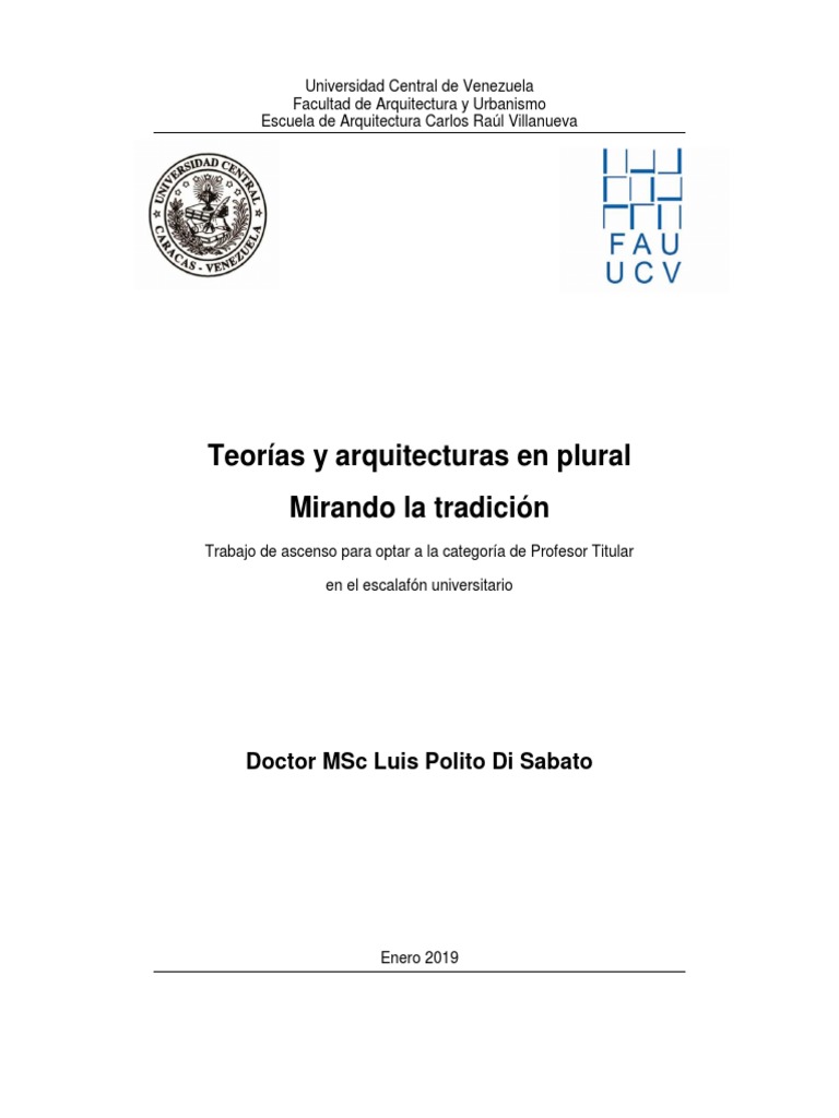 Luis Polito. Teorías y Arquitecturas en Plural. Ascenso A Titular | PDF ...
