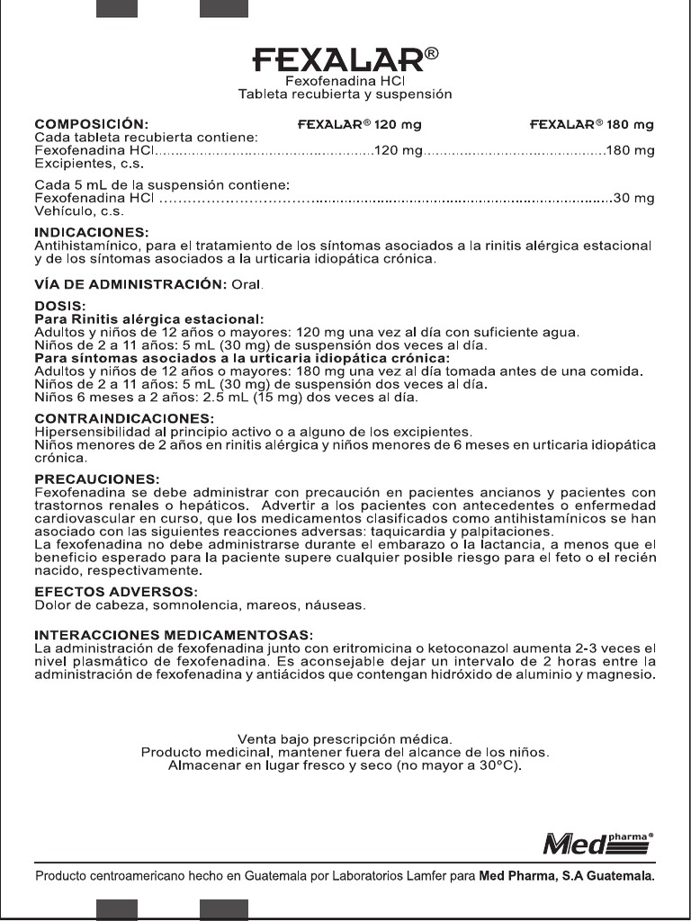 Fexalar Suspension y Tabletas | PDF
