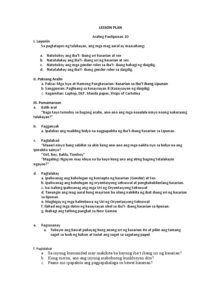 Lesson Plan Palad | PDF