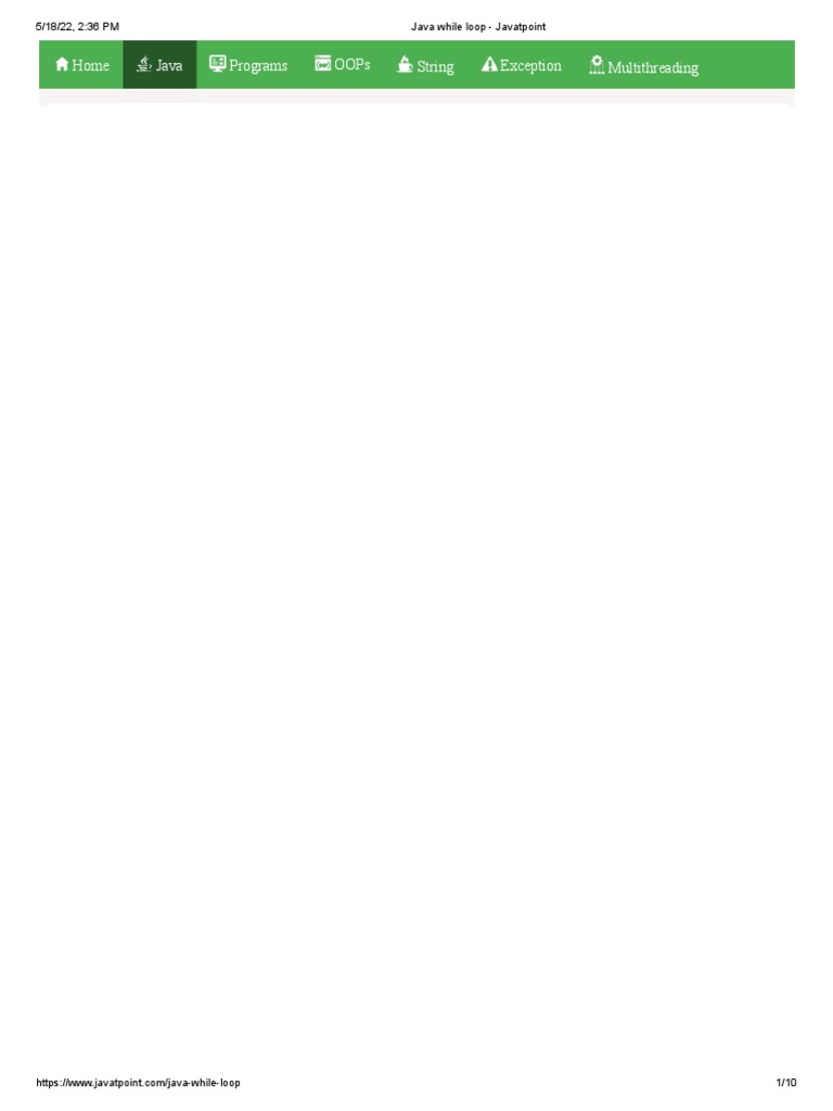 Java while loop - Javatpoint | PDF | Control Flow | Computing