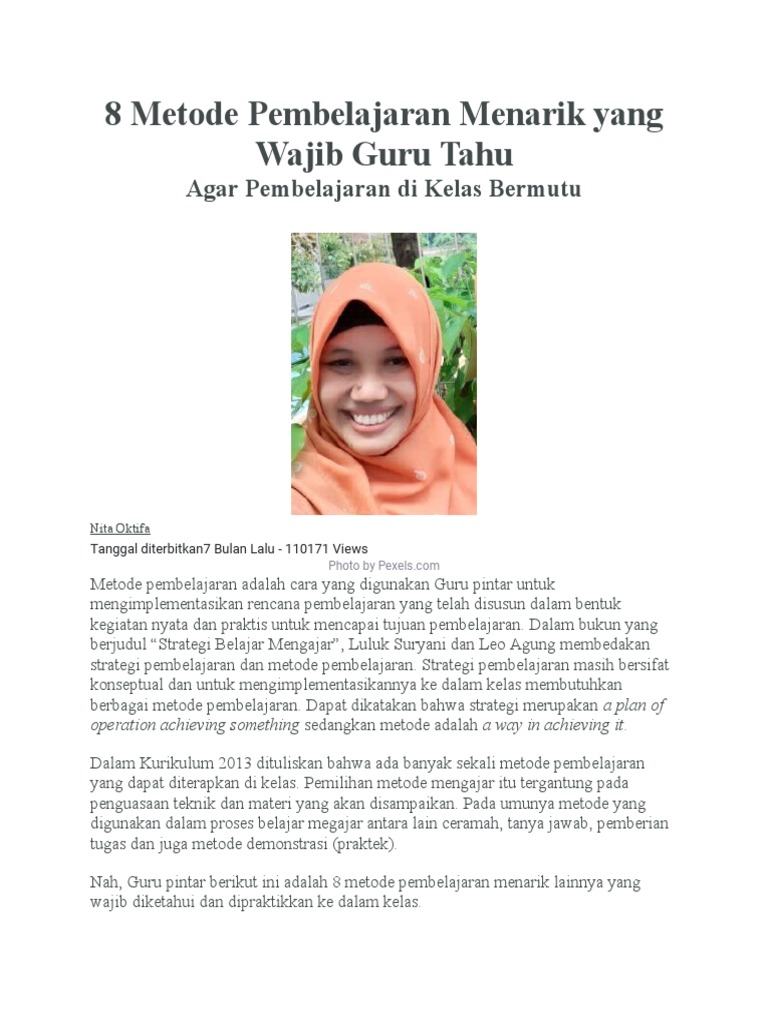 Metode Belajar Kreatif untuk Guru | PDF | Karier & Perkembangan | Kesehatan Holistik