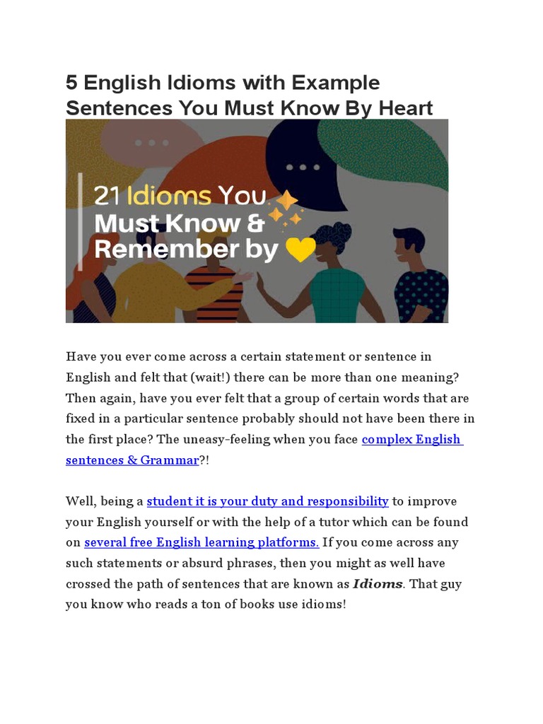 5 Essential English Idioms Explained | PDF | Idiom | English Language