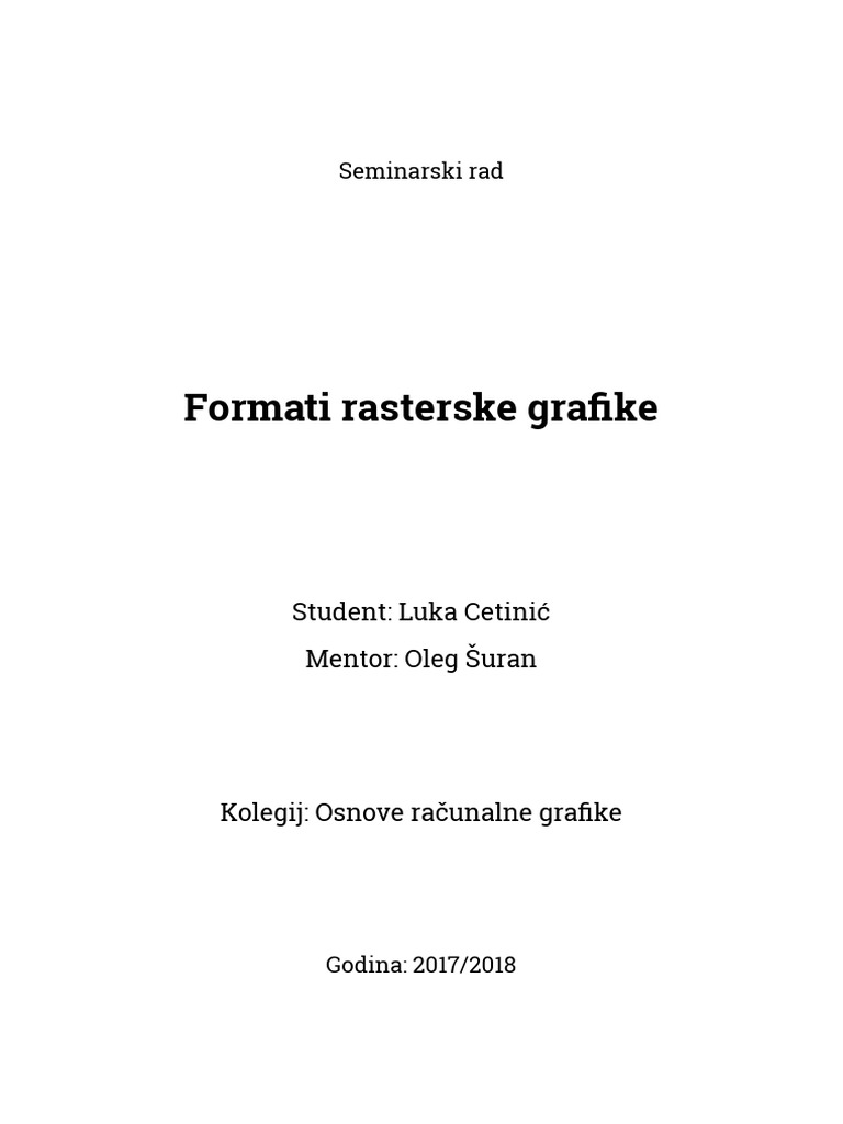 Formati Rasterske Grafike Seminar | PDF