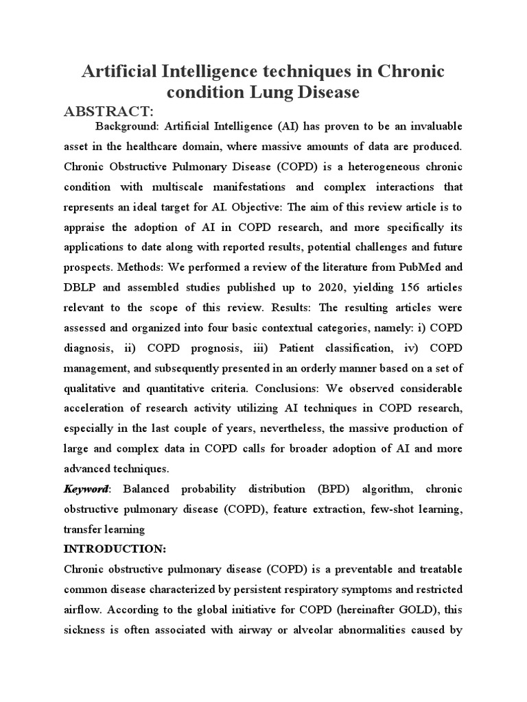 Artificial Intelligence Techniques in Chronic Condition Lung Disease ...