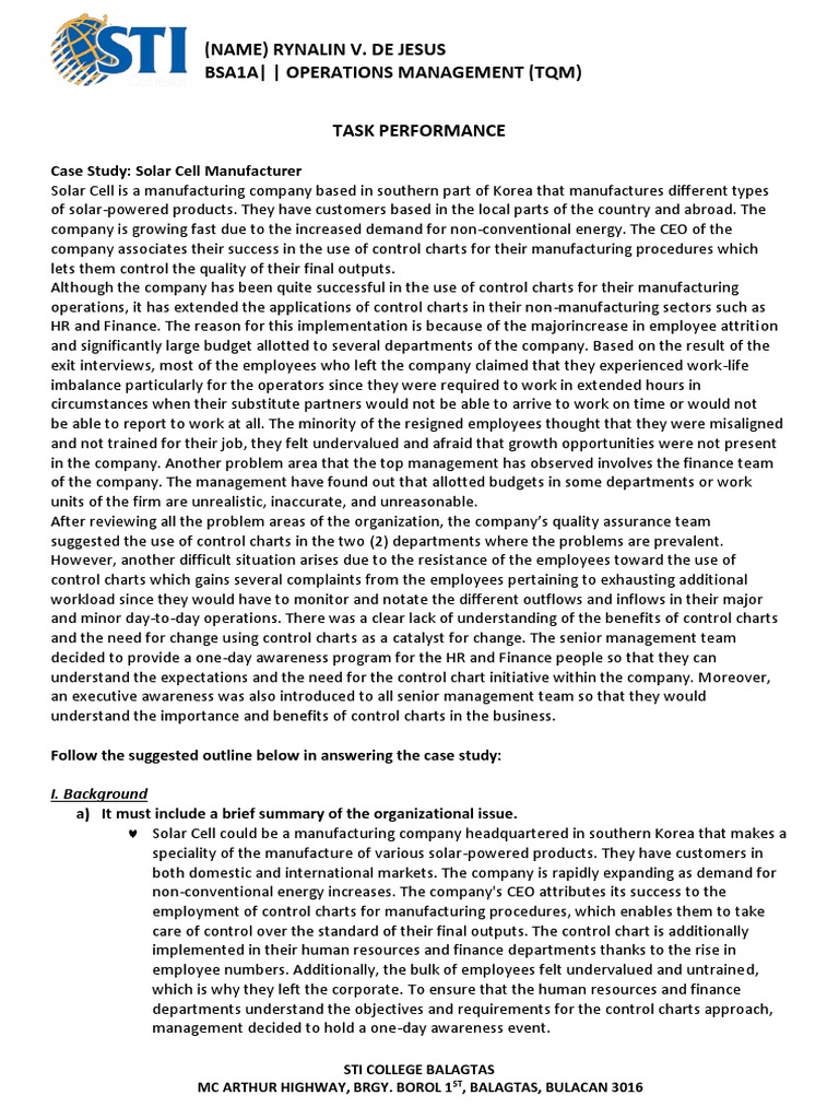 10 Task Performance 1 (TQM) | PDF | Human Resources | Economies