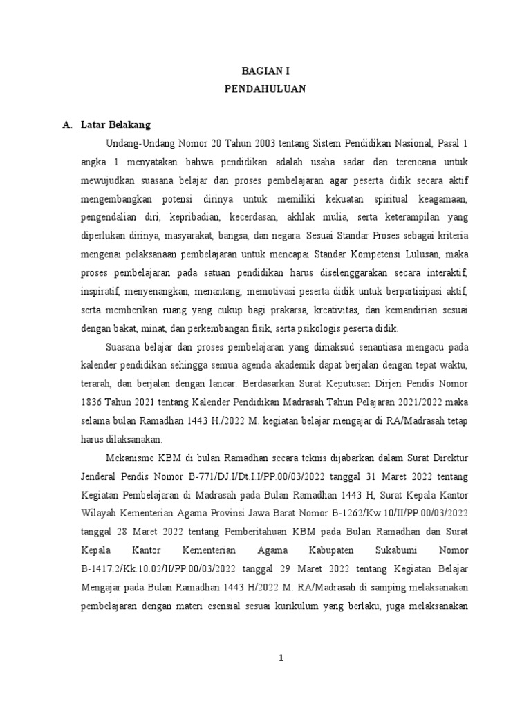 Bagian Isi Laporan KBM Amaliah Ramadhan | PDF