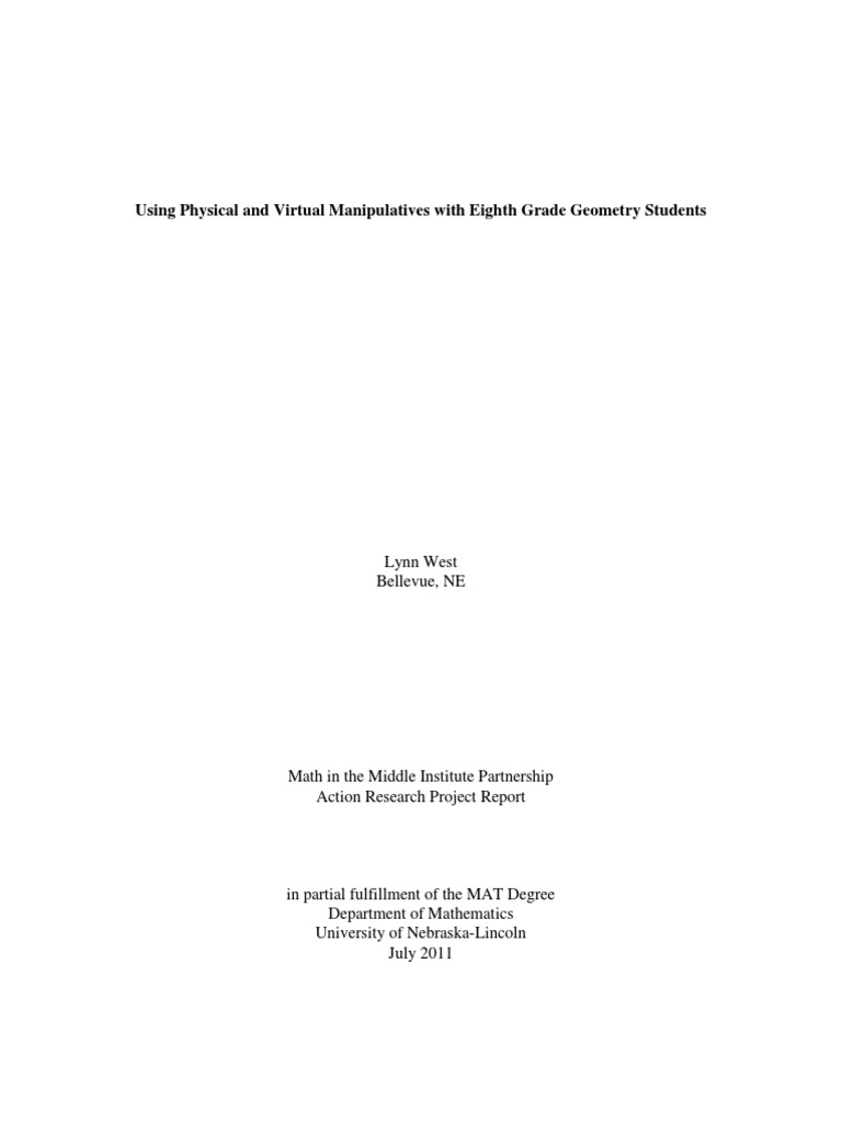 Using Physical and Virtual Manipulatives | PDF | Area | National ...