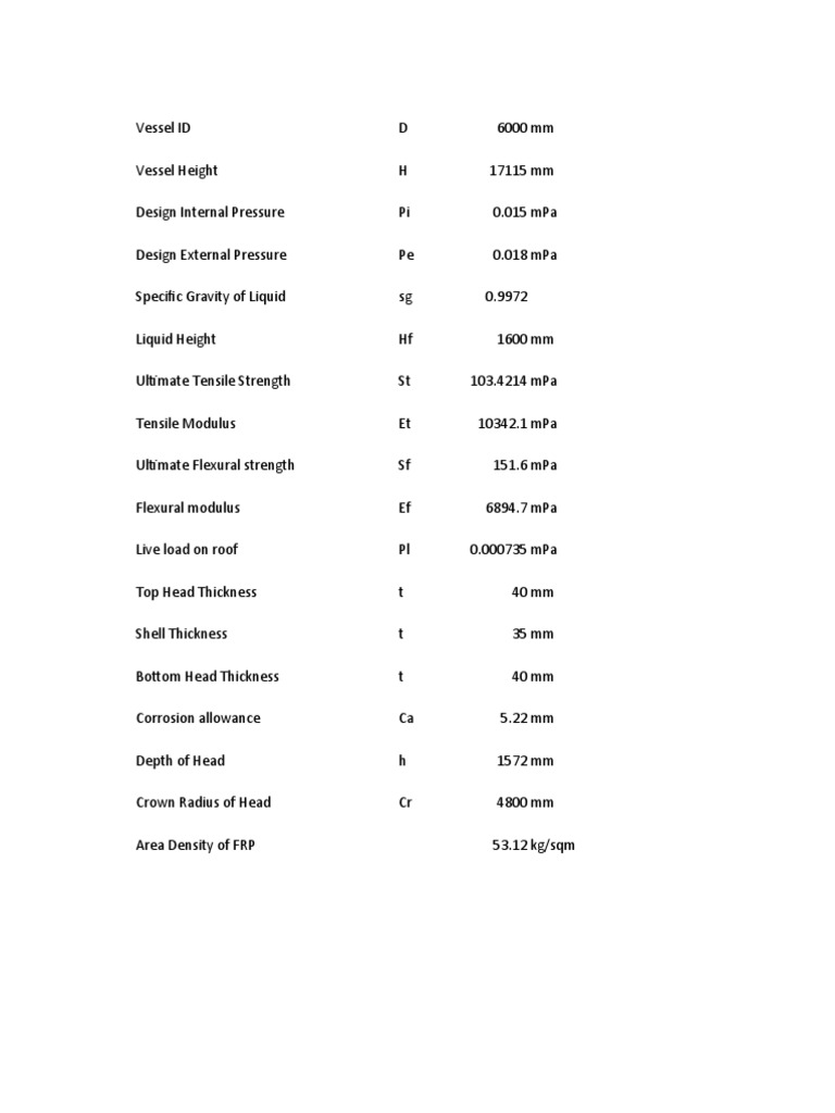 FRP Vessel Calc Asme RTP 1 | Download Free PDF | Pascal (Unit) | Elasticity (Physics)