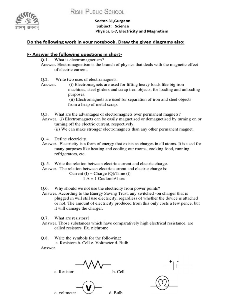 7th Physics, Lesson-7, Electricity and Magnetism | PDF | Series And ...