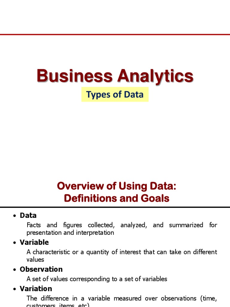 Business Analytics: Types of Data | PDF | Time Series | Categorical ...