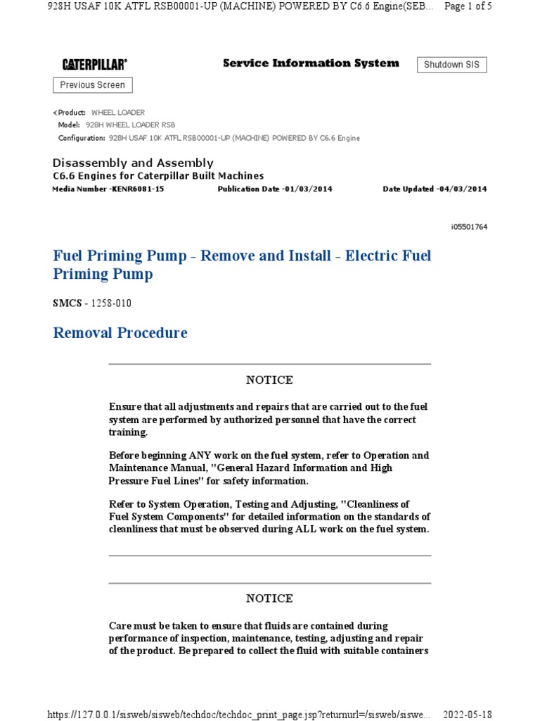 Fuel Priming Pump - Remove and Install - Electric Fuel Priming Pump ...