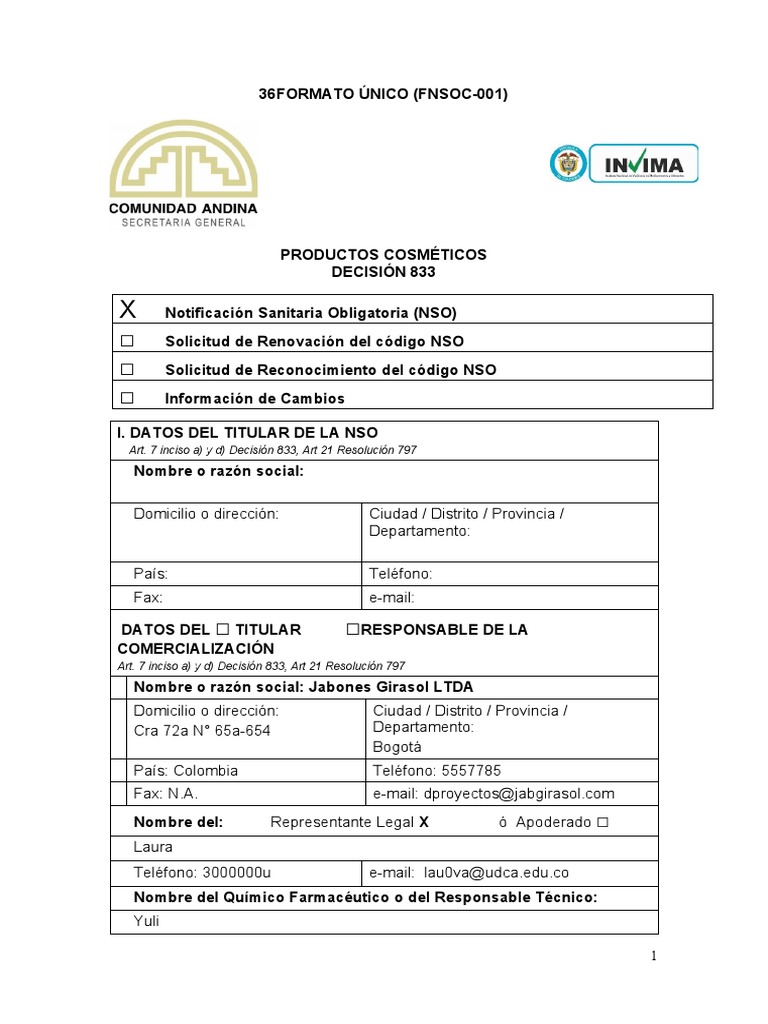 Formato Invima Cosmeticos | PDF