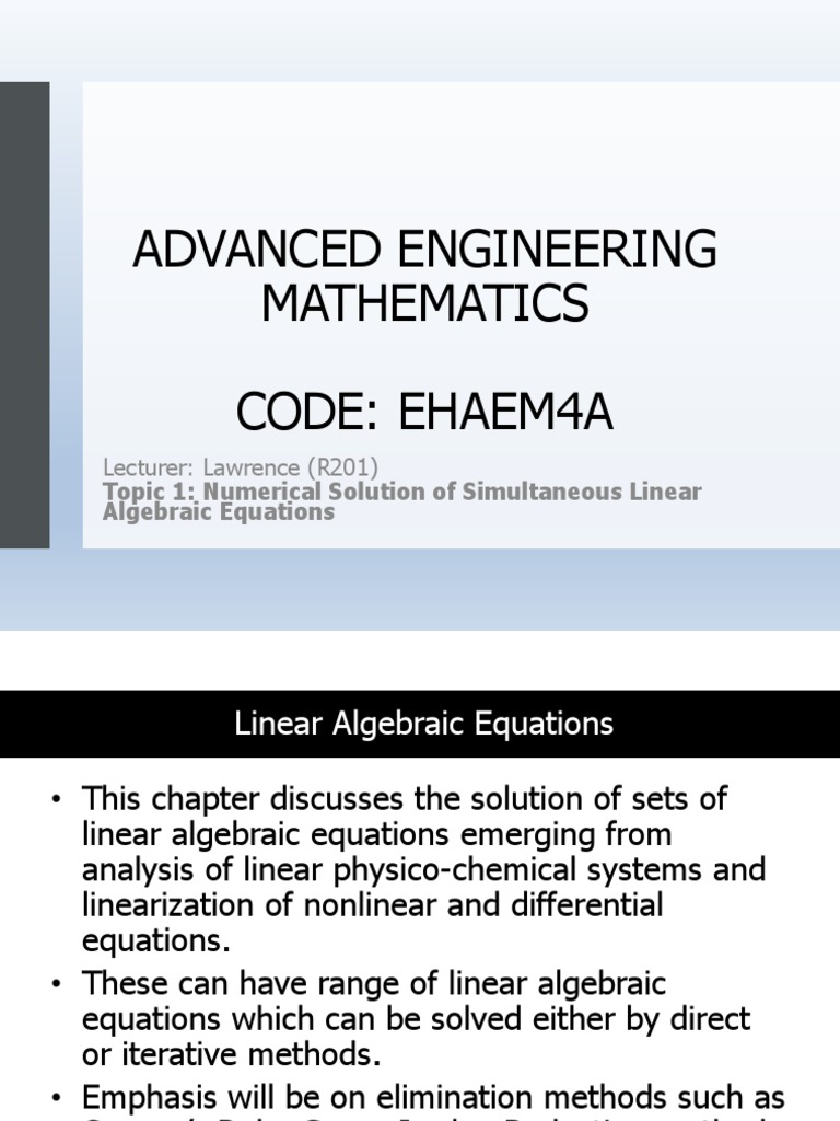 Numerical Solutions of Linear Equations | PDF | Equations | Matrix ...