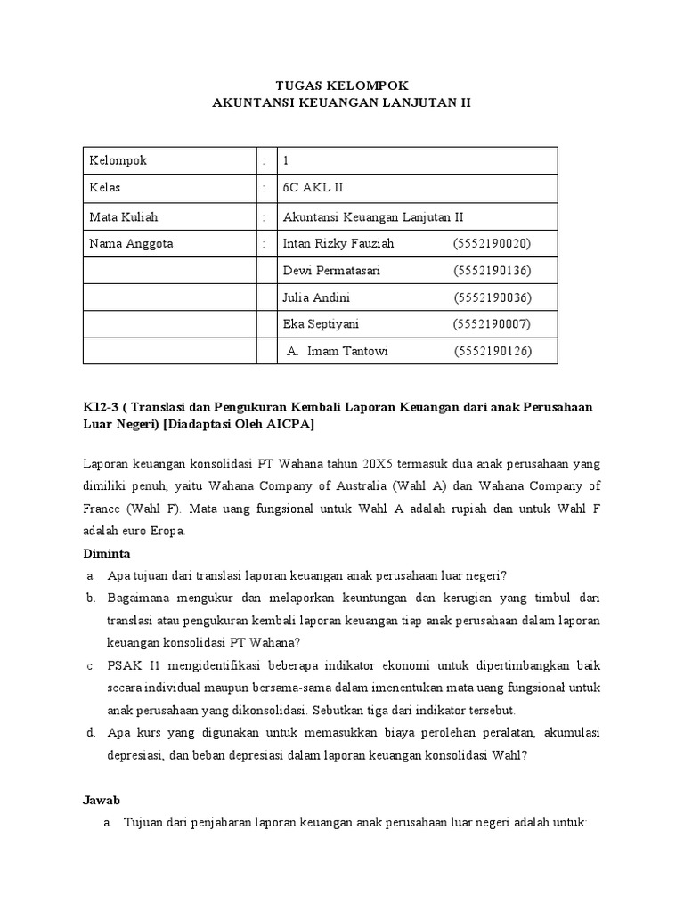 Tugas Akl | PDF | Pengelolaan Keuangan & Uang
