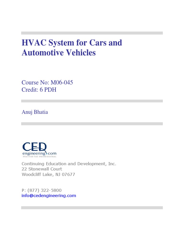 HVAC System For Cars and Automotive Vehicles | PDF | Humidity | Heat ...