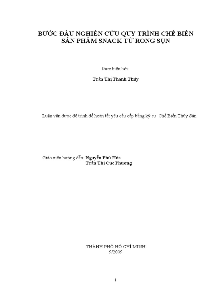 (123doc) - Buoc-Dau-Nghien-Cuu-Quy-Trinh-Che-Bien-San-Pham-Snack-Tu-Rong-Sun | PDF