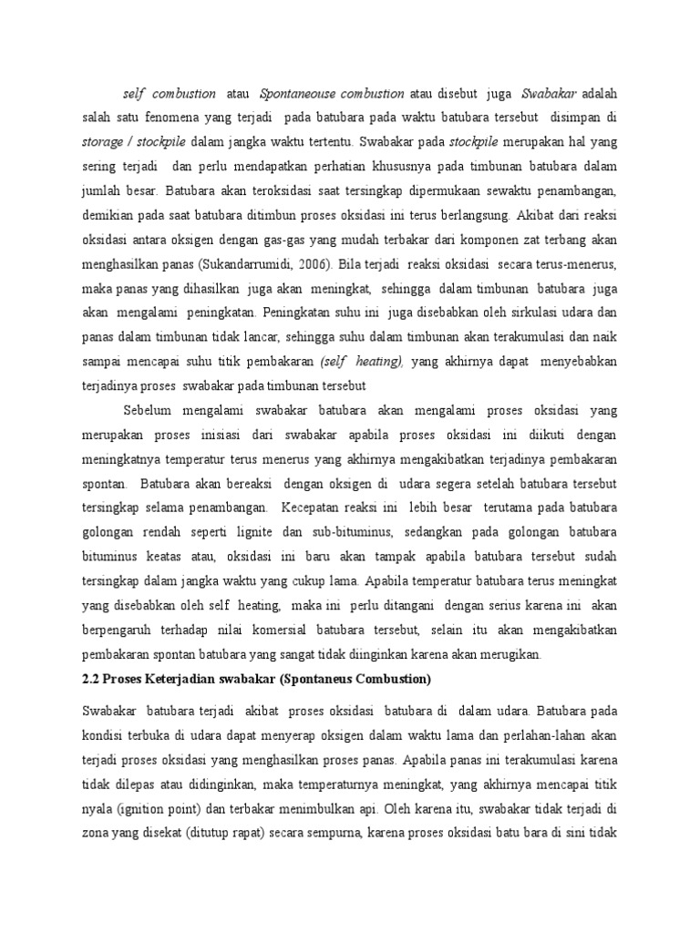 Self Combustion Atau Spontaneouse Combustion Atau Disebut Juga Swabakar ...
