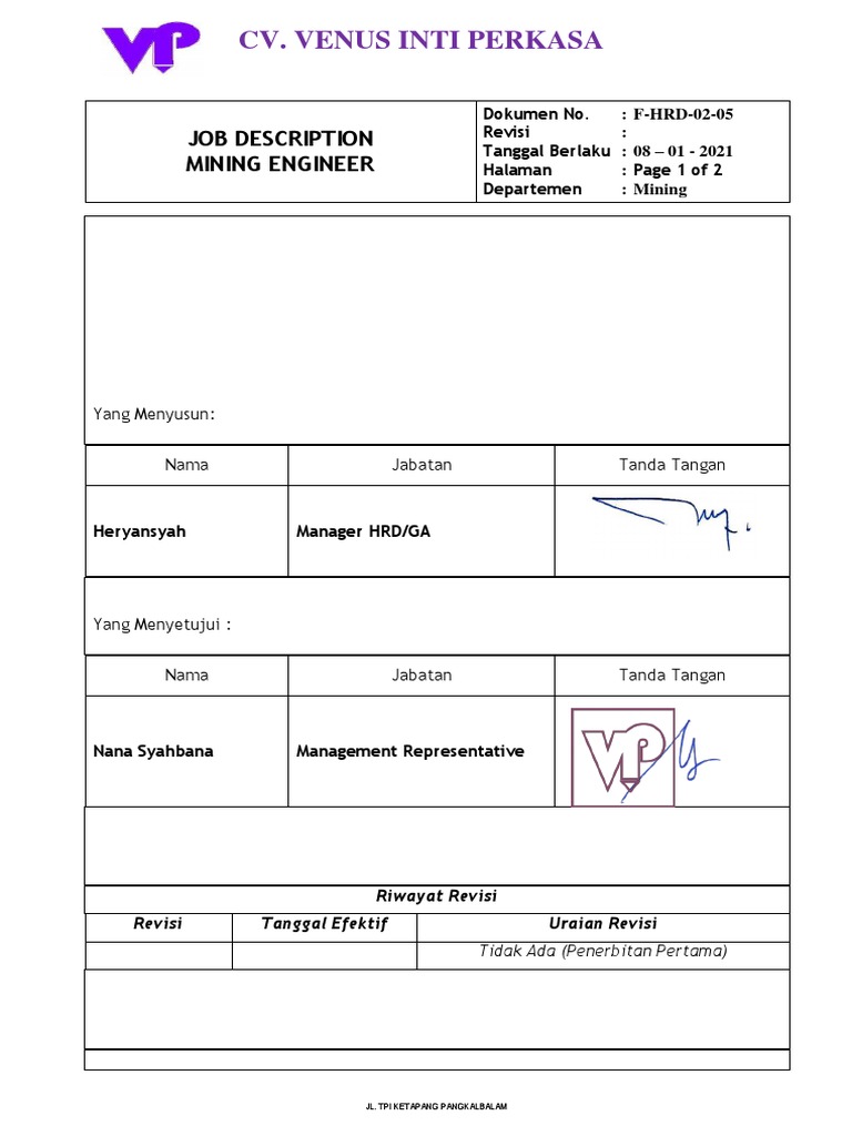 Job Desk Mining Engineer | PDF