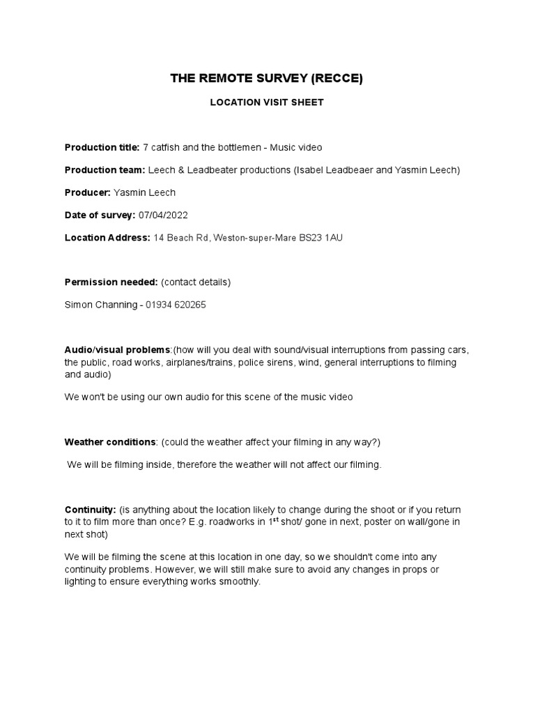 The Remote Survey Recce | PDF