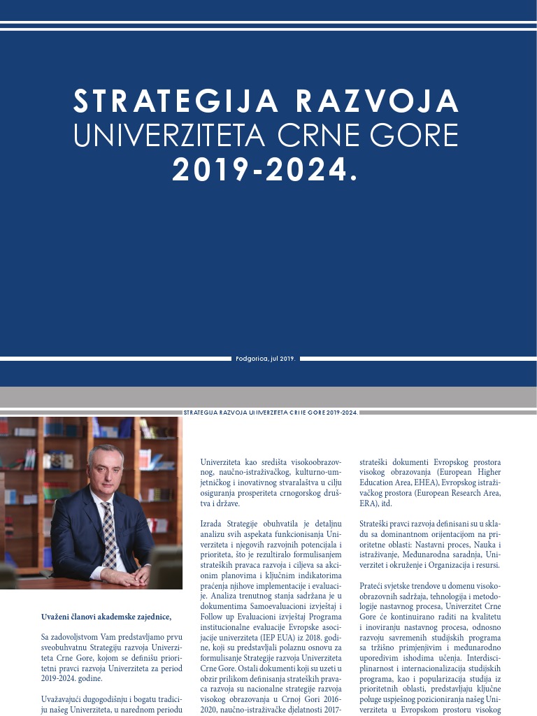 Strategija Razvoja Univerziteta Crne Gore 2019 - 2024 | PDF
