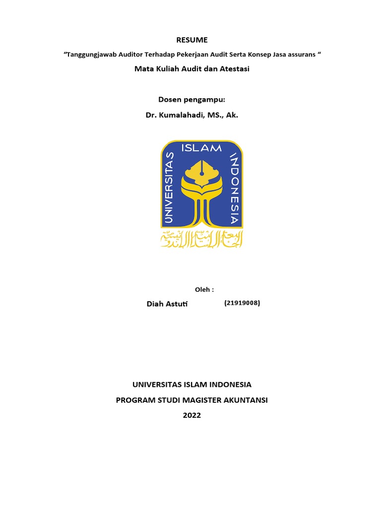 Diah Astuti - 21919008 - Audit Dan Atestasi - Resume Assurance | PDF