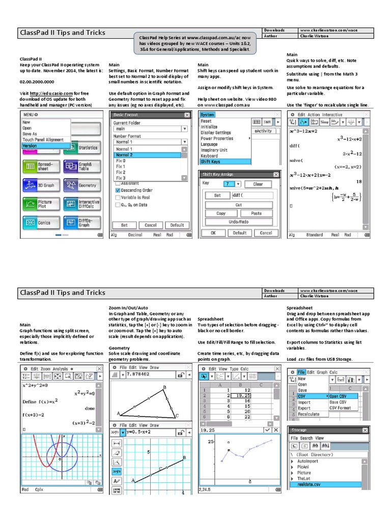 Classpad Ii Tips and Tricks: Downloads Author Charlie Watson | PDF ...