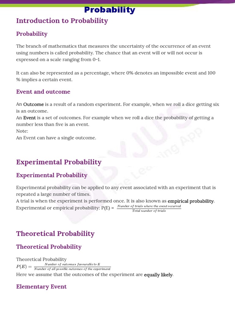 Probability For Class 10 | PDF | Probability | Statistics