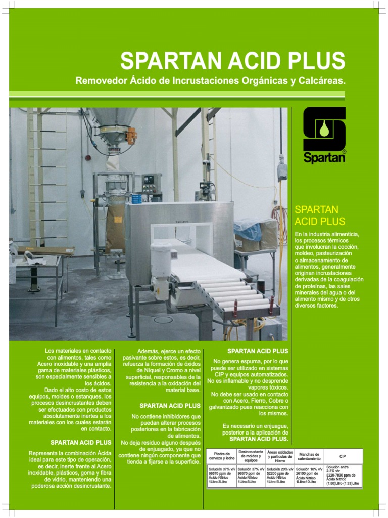Spartan Acid Plus: Desincrustante Eficaz | PDF | Alimentos | Agua