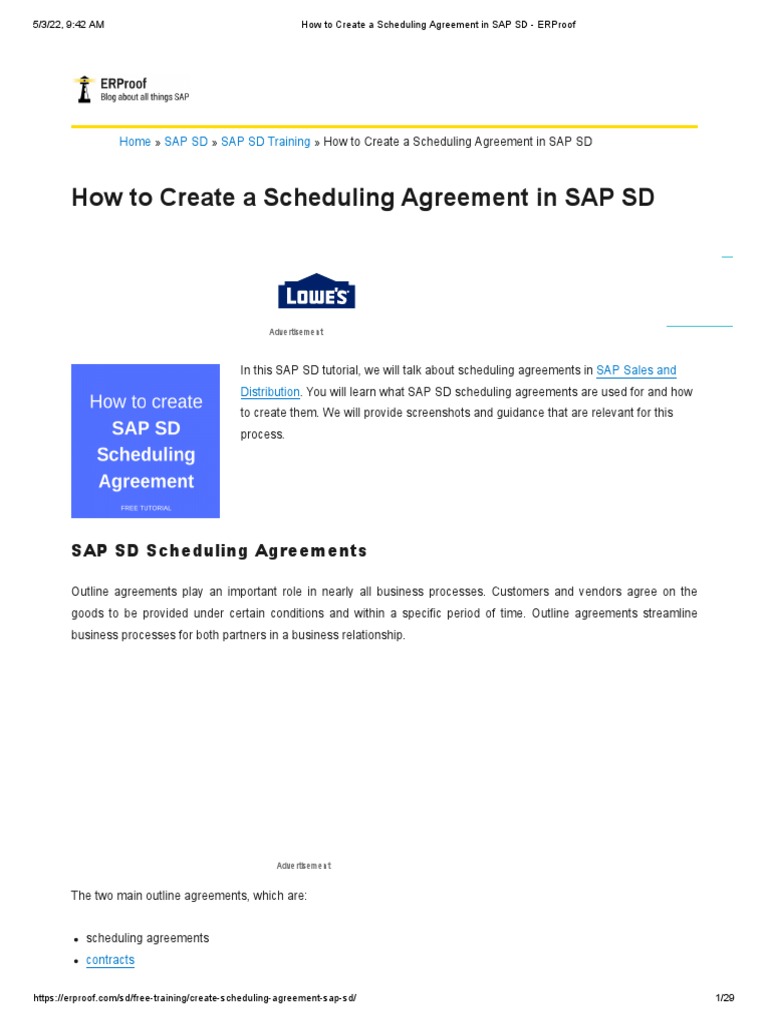 How To Create A Scheduling Agreement in SAP SD - ERProof | PDF | Sales ...