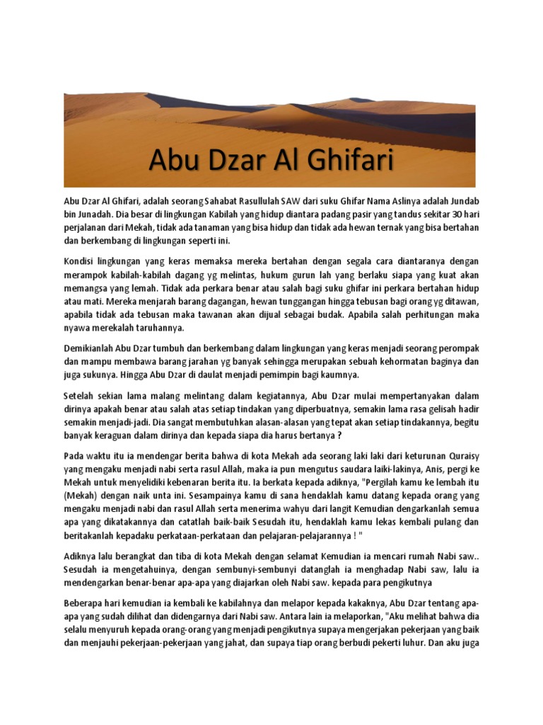 Abu Dzar Al Ghifari | PDF Abu Dzar Al Ghifari | PDF