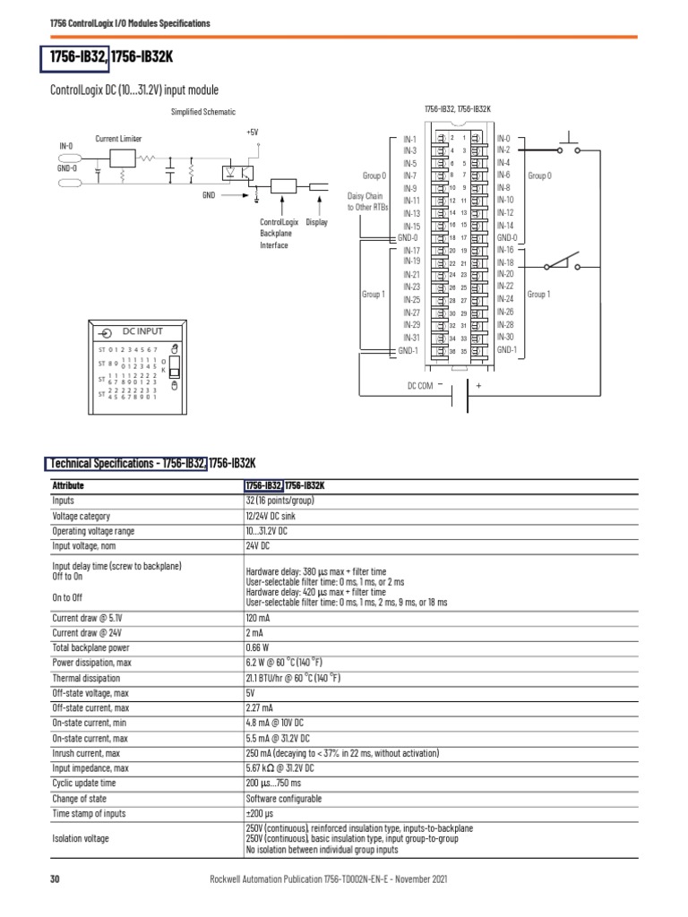1756-Ib32, 1756-Ib32K: Controllogix DC (10 31.2V) Input Module | PDF ...