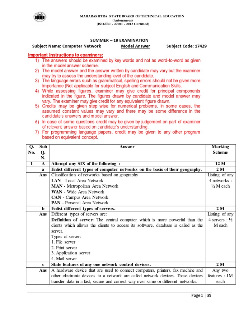 Dcc9 2019 Summer Model Answer Paper (Msbte Study Resources) | PDF ...