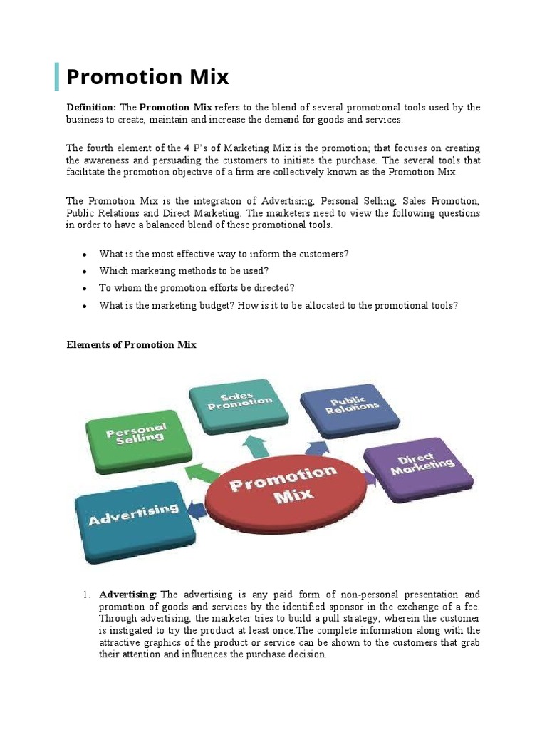 Promotion Mix: Definition: The Promotion Mix Refers To The Blend of ...