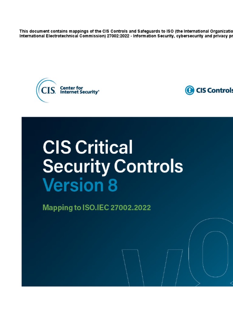 CIS Controls v8 Mapping To ISO - IEC 27002.2022 2022 0406 | PDF ...