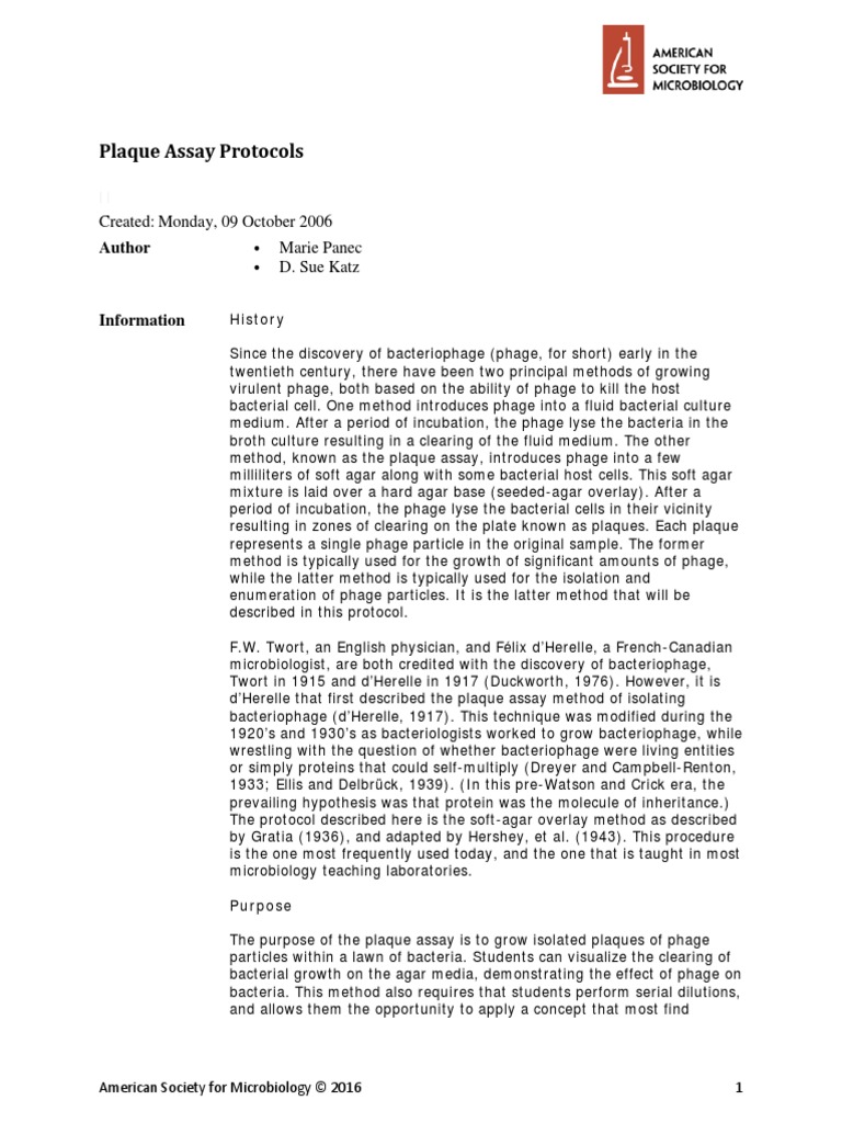 Plaque Assay Protocols | PDF | Bacteriophage | Bacteria