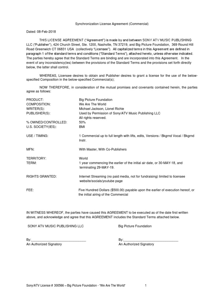 1 Sync License | PDF | Indemnity | License