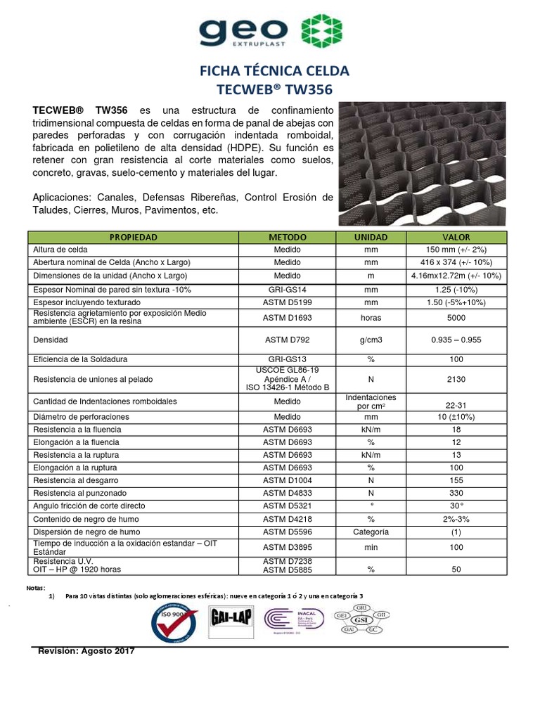 Ficha Técnica TecWeb - TW356 - Geo Extruplast | PDF | Materiales