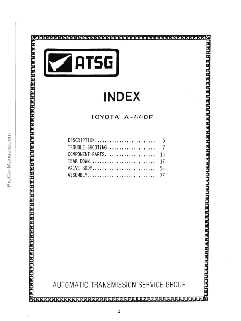 Toyota A440f Atsg Automatic Transmission Service Group | PDF